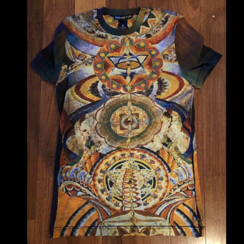 Rare Vivienne Tam Crew Neck Colorful "Chakra" Batik S… - Gem